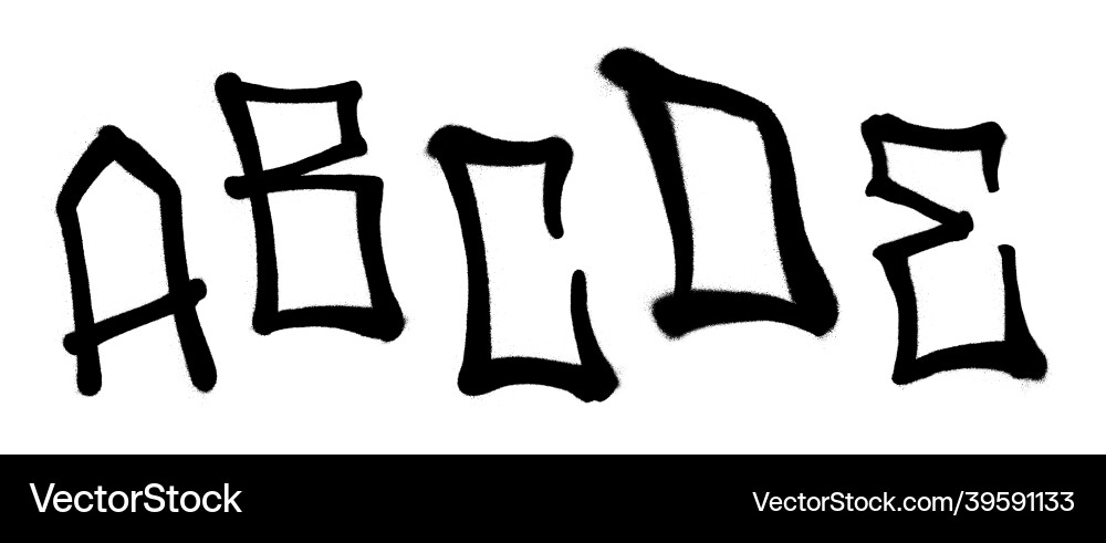 Graffiti spray font alphabet with a in black Vector Image