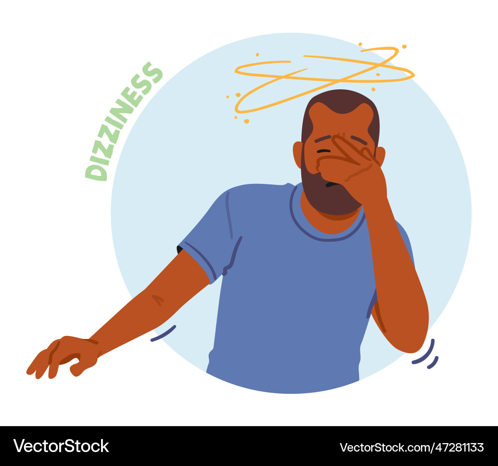 Male character feel dizziness that can Royalty Free Vector