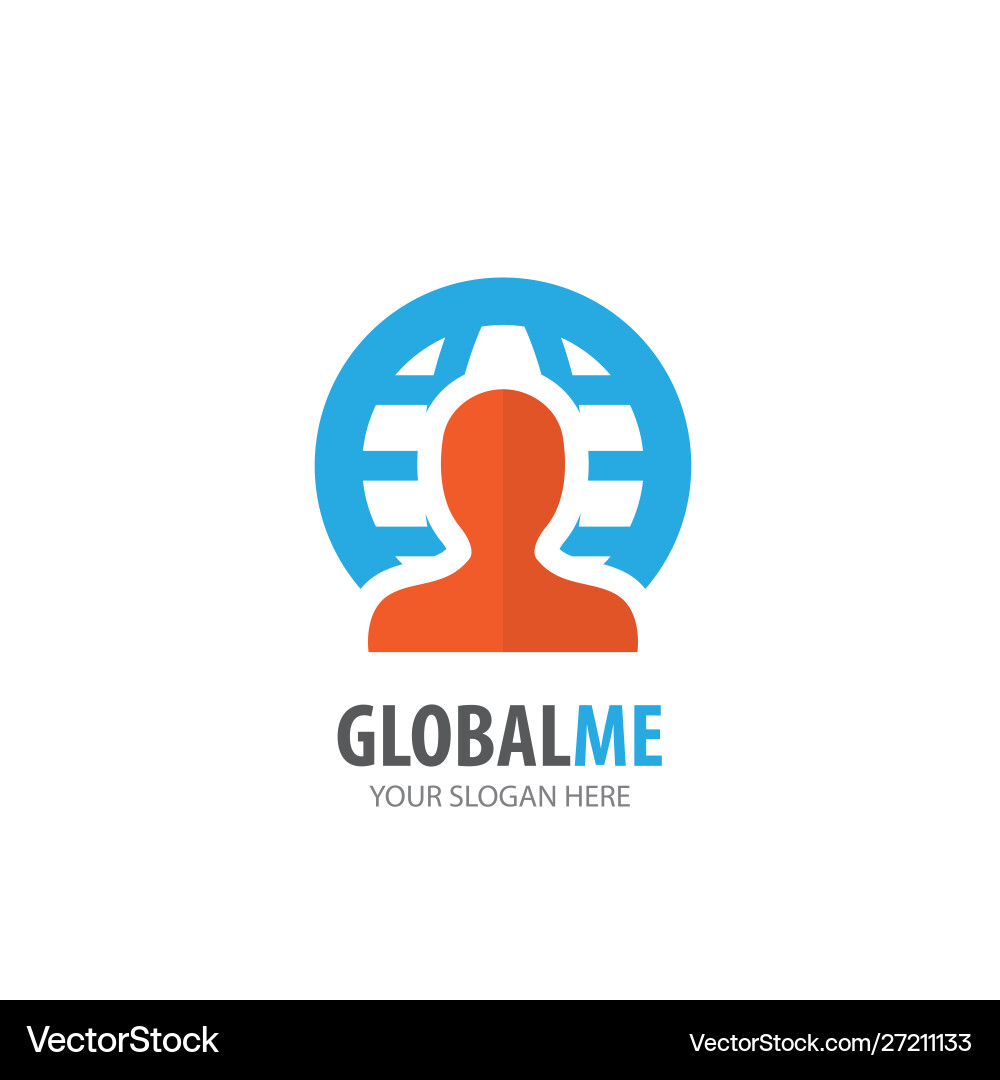 Man globe logo for business company simple Vector Image