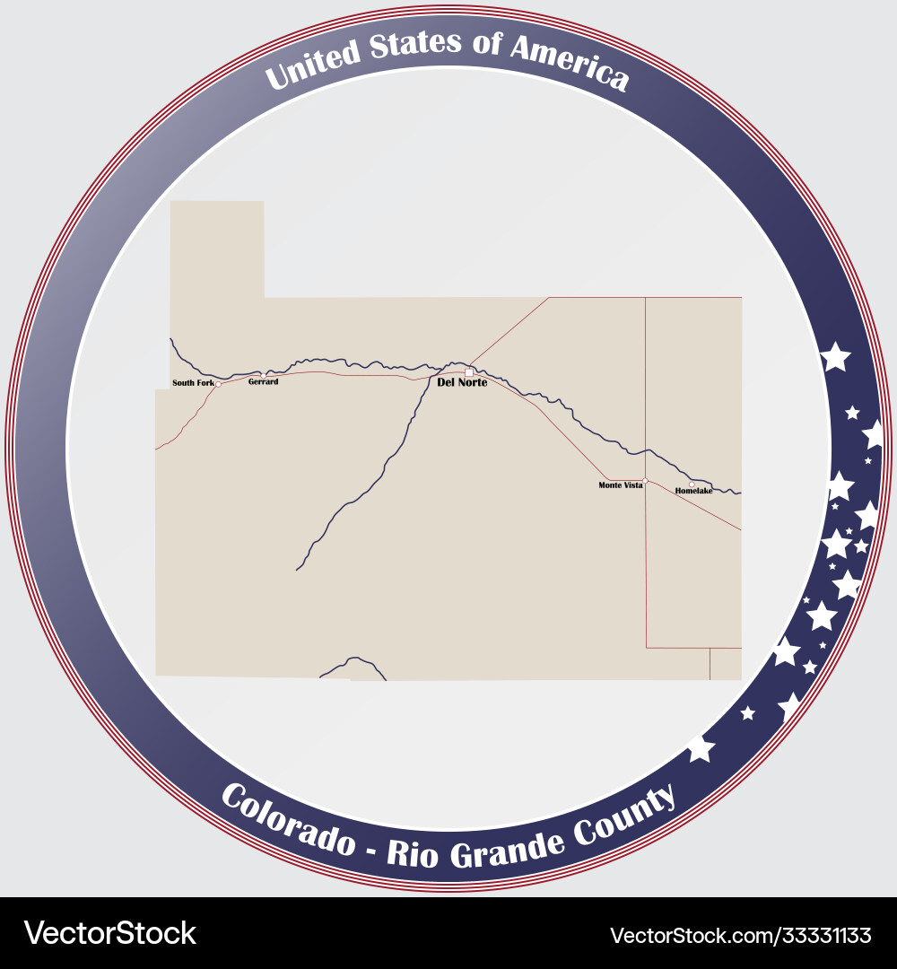 Map rio grande county in colorado Royalty Free Vector Image