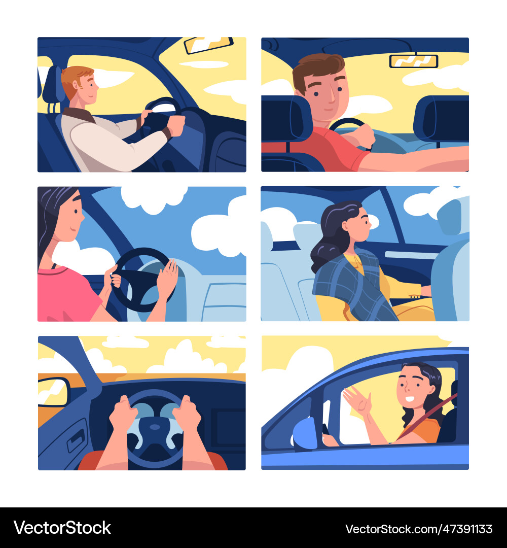 People character driving car sitting on driver Vector Image