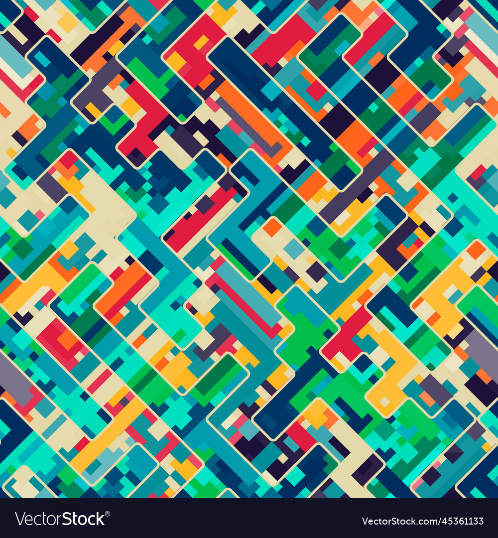 Retro colored pixels seamless pattern Royalty Free Vector