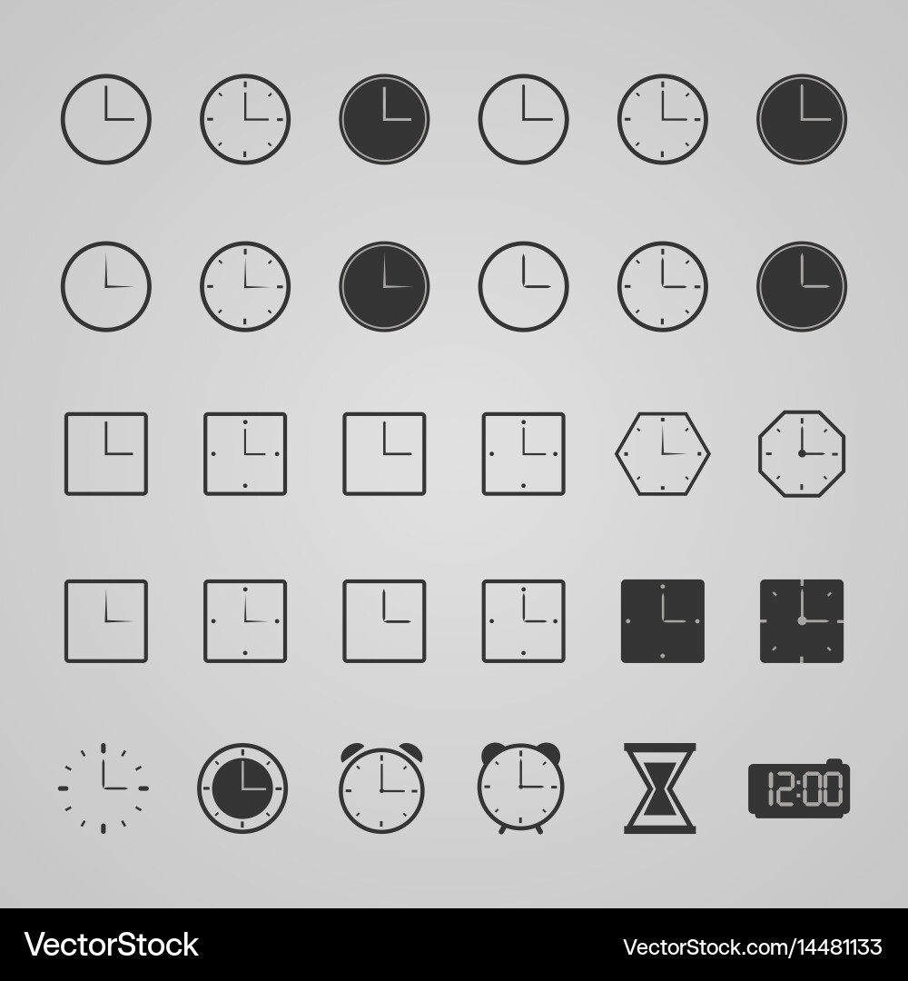 Set of clock icons Royalty Free Vector Image - VectorStock