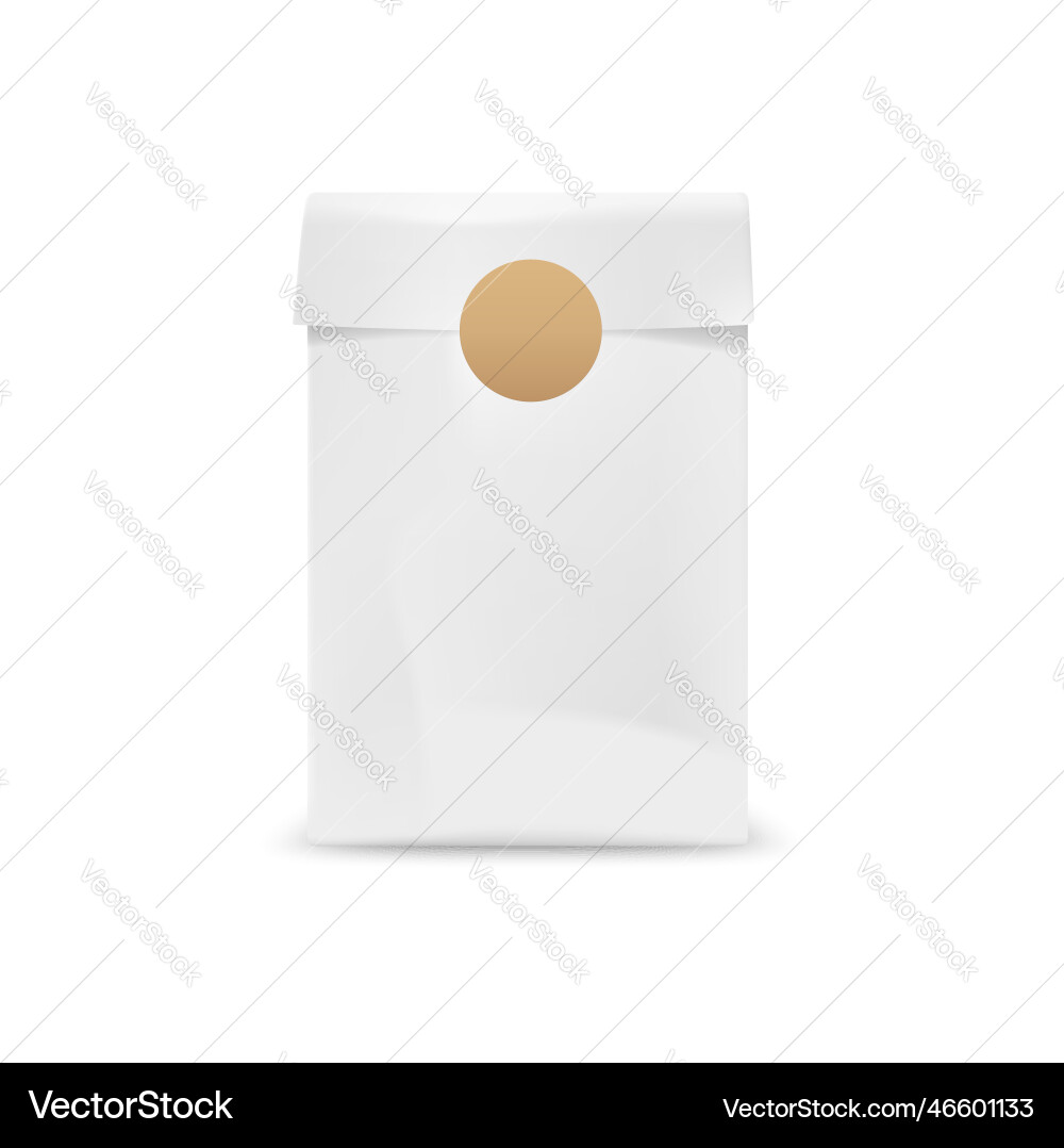 White paper package with sticker 3d mockup Vector Image