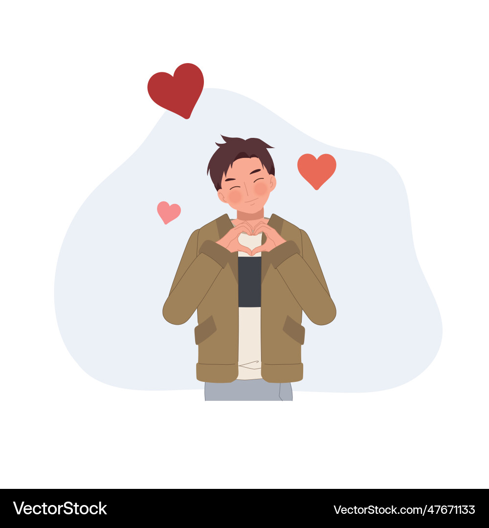 Young cute and handsome man making a heart shape Vector Image