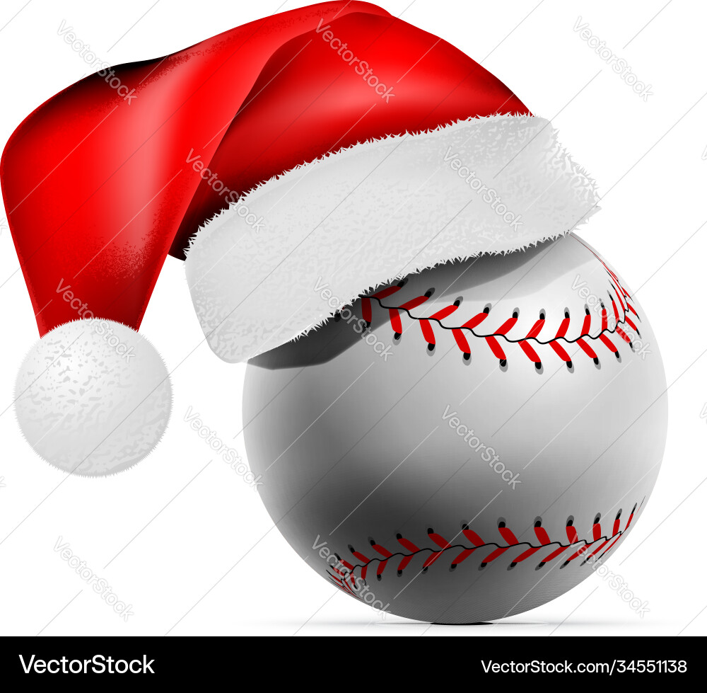 Baseball ball with santa claus hat Royalty Free Vector Image