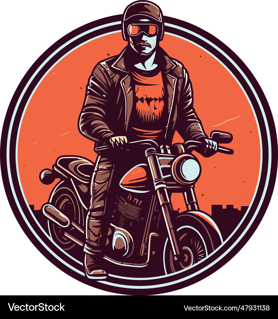 Biker wearing leather jacket and sunglasses Vector Image