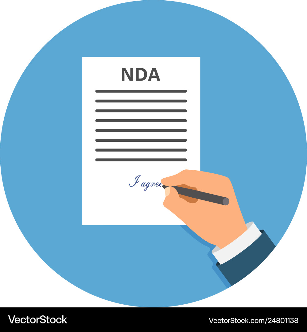 Colored cartooned hand signing nda contract Vector Image