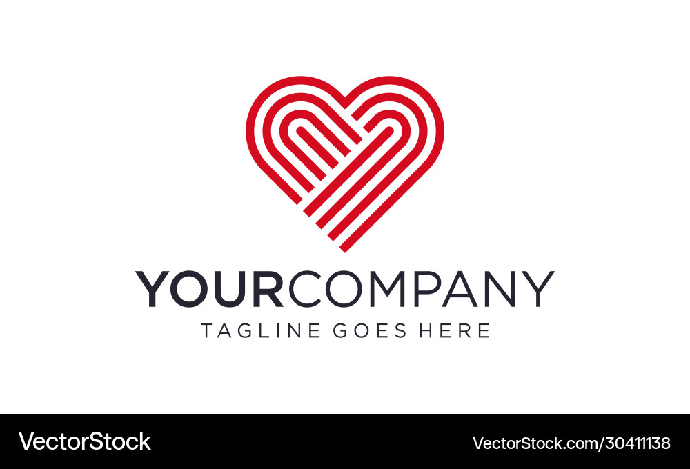 Creative love line for heart logo design concept Vector Image