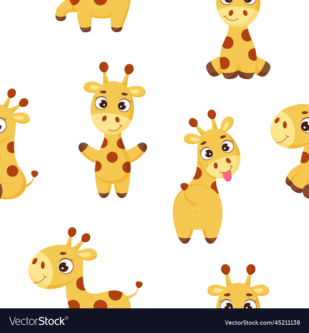 Cute little giraffe seamless childish pattern Vector Image