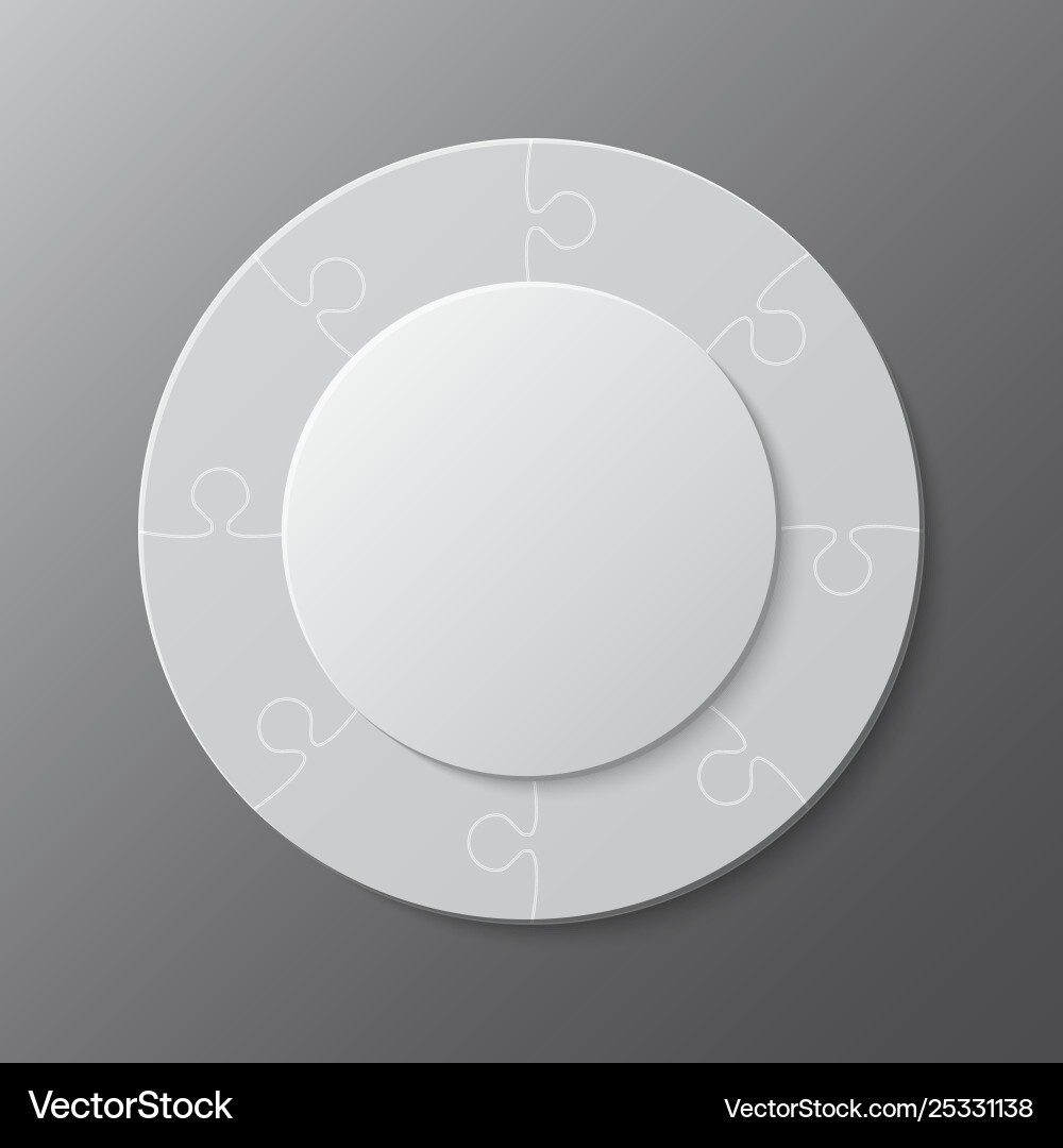 Eight pieces jigsaw puzzle circles info graphic Vector Image