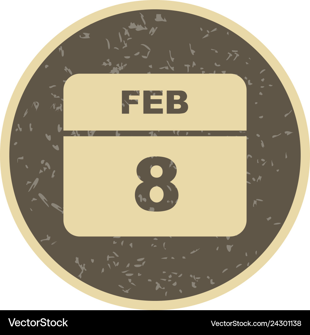 February 8th date on a single day calendar Vector Image
