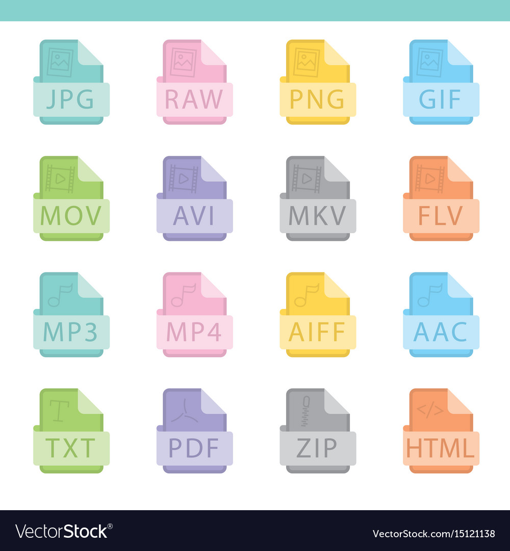 File format icons Royalty Free Vector Image - VectorStock