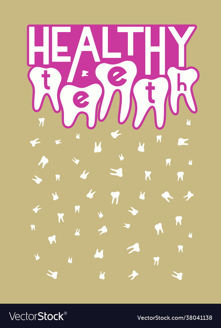 Healthy teeth typographic retro dental poster Vector Image