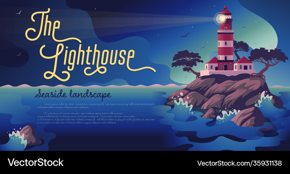 Lighthouse - landscape sea landscape with Vector Image