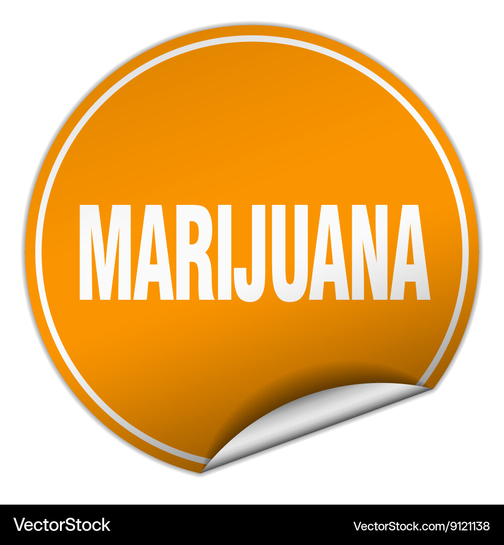 Marijuana round orange sticker isolated on white Vector Image