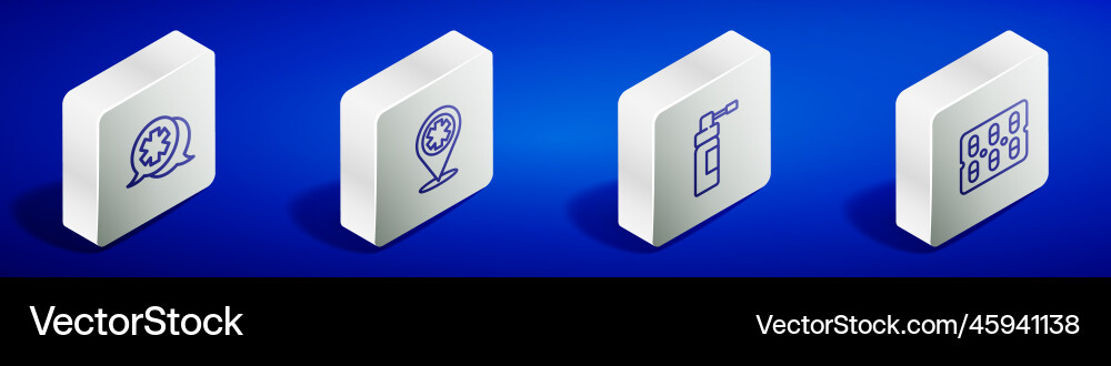 Set isometric line dialogue with the doctor map Vector Image