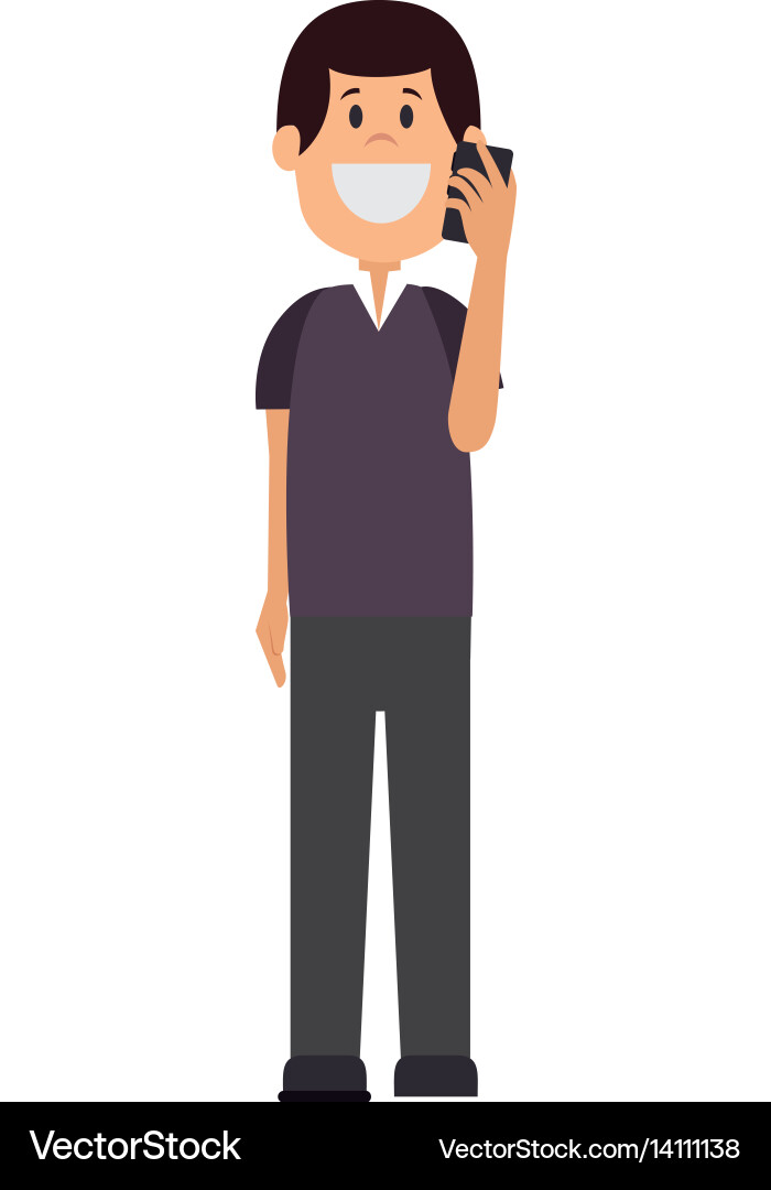 Young man with smartphone avatar character Vector Image