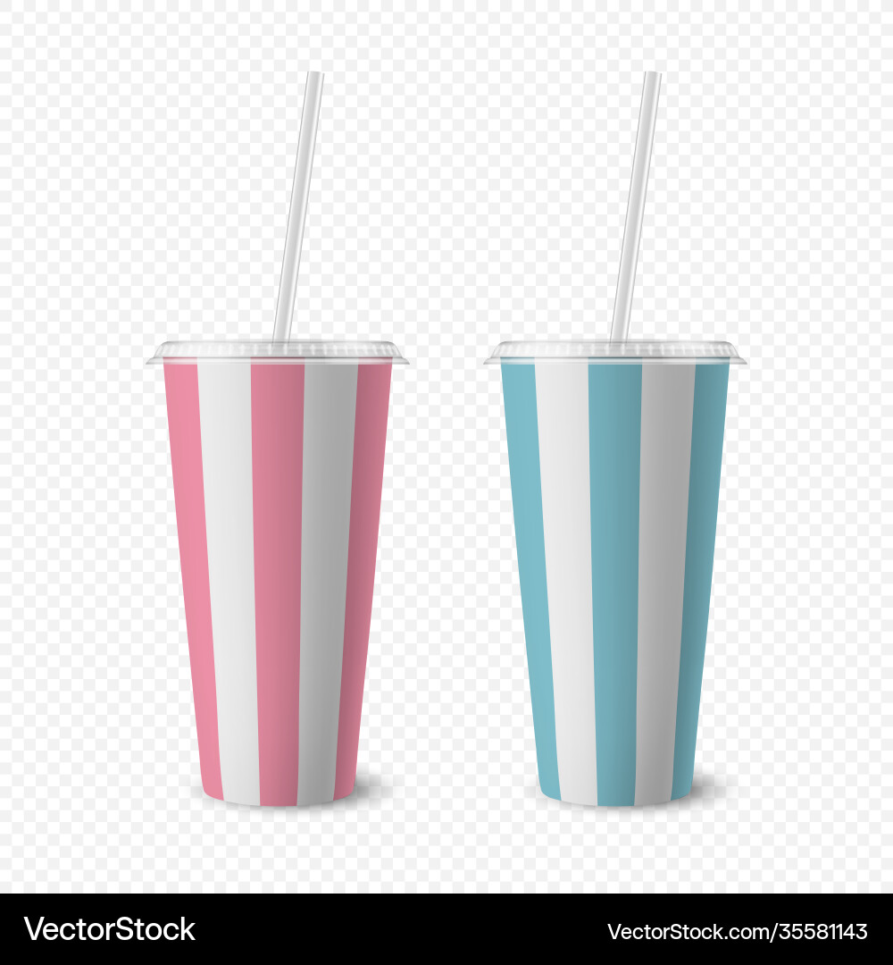 3d realistic striped white paper disposable Vector Image