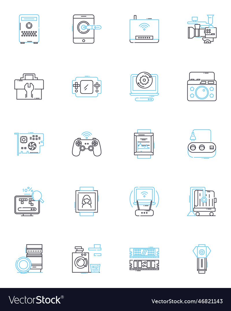 Automated systems linear icons set robotics Vector Image Automated systems linear icons set robotics Vector Image