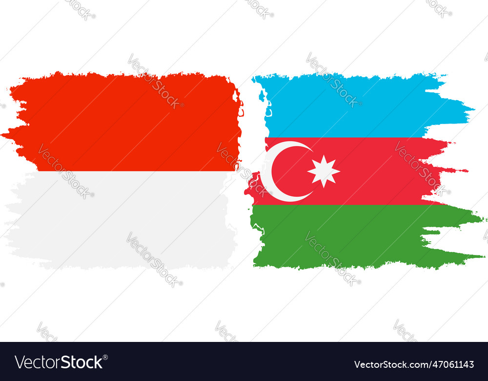 Azerbaijan and indonesia grunge flags connection Vector Image
