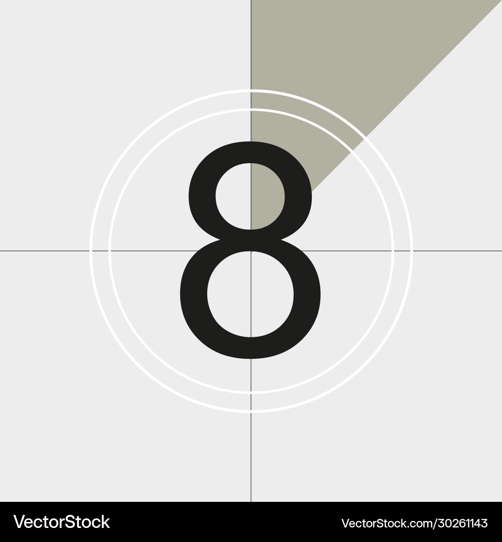 Classic movie countdown frame at number eight Vector Image