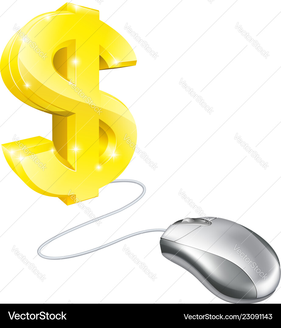Computer mouse dollar concept Royalty Free Vector Image
