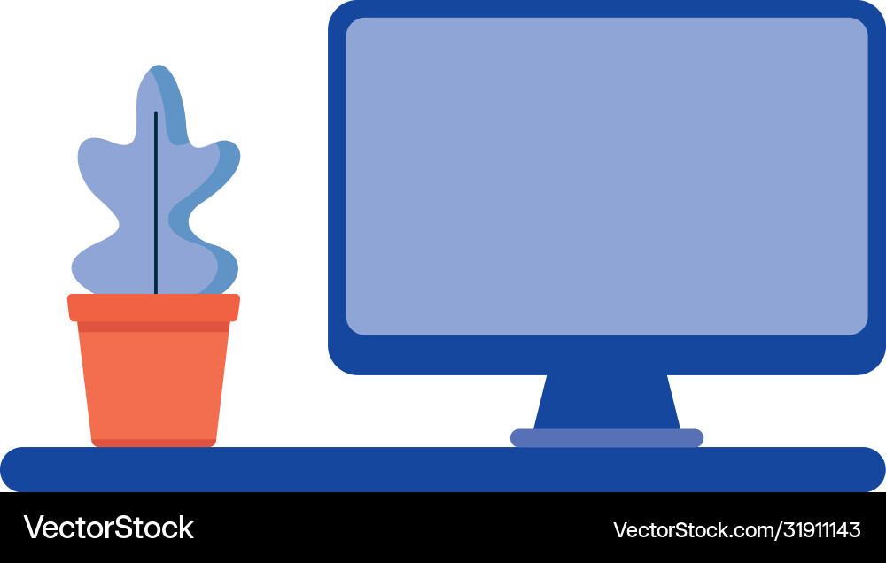 Computer with plant inside pot design Royalty Free Vector