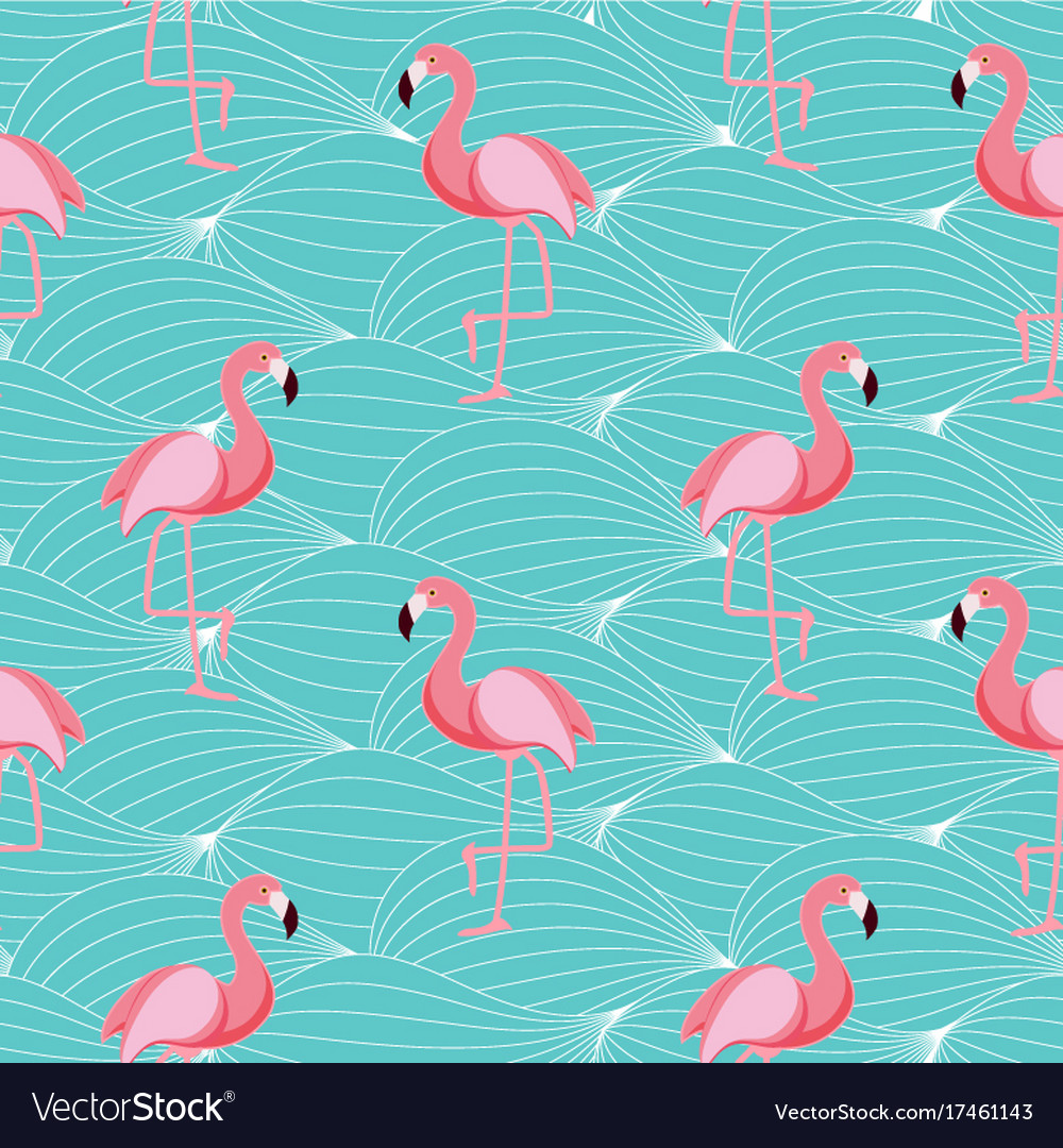 Cute retro seamless flamingo pattern background Vector Image