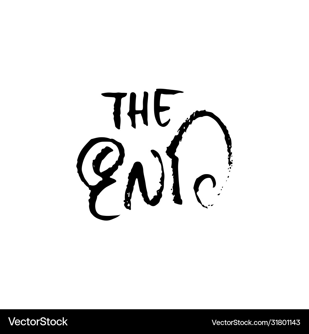 End hand drawn dry brush lettering isolated Vector Image