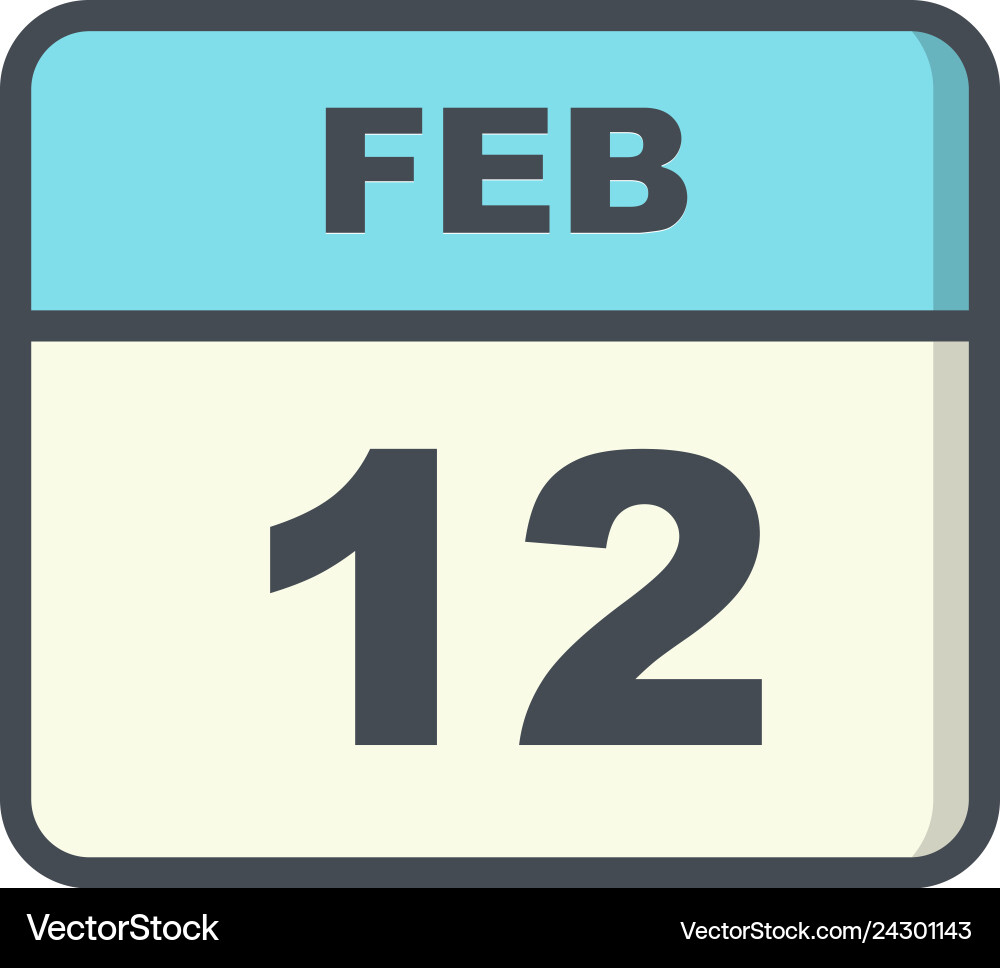 February 12th date on a single day calendar Vector Image