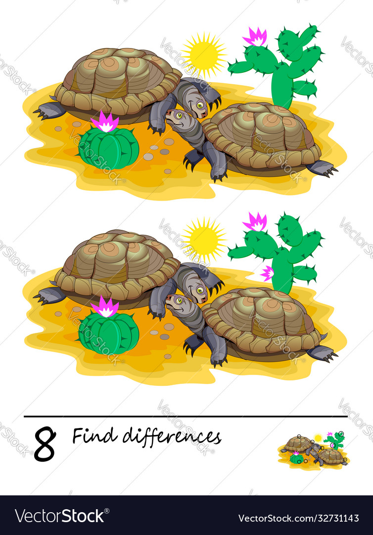 Find 8 differences logic puzzle game for children Vector Image