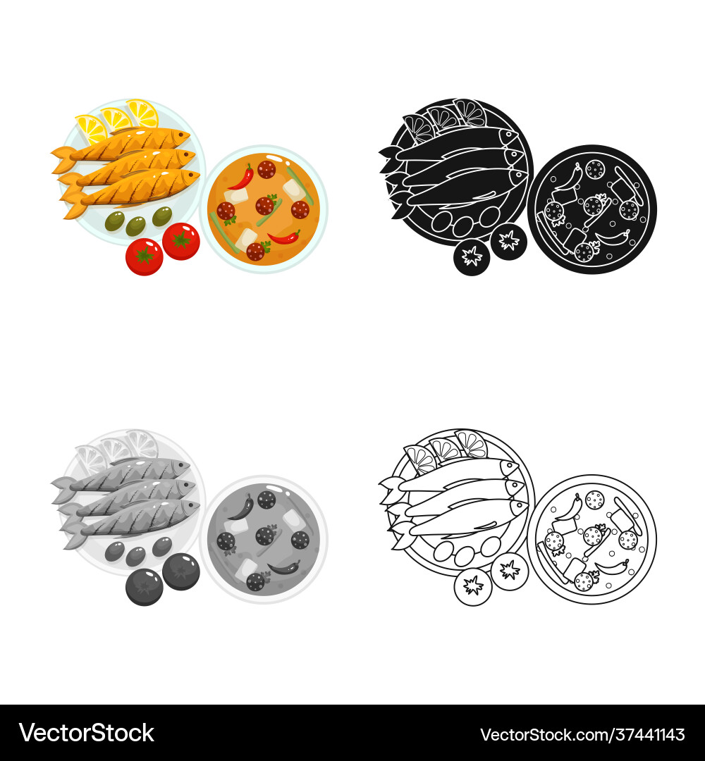 Food and fish icon set Royalty Free Vector Image