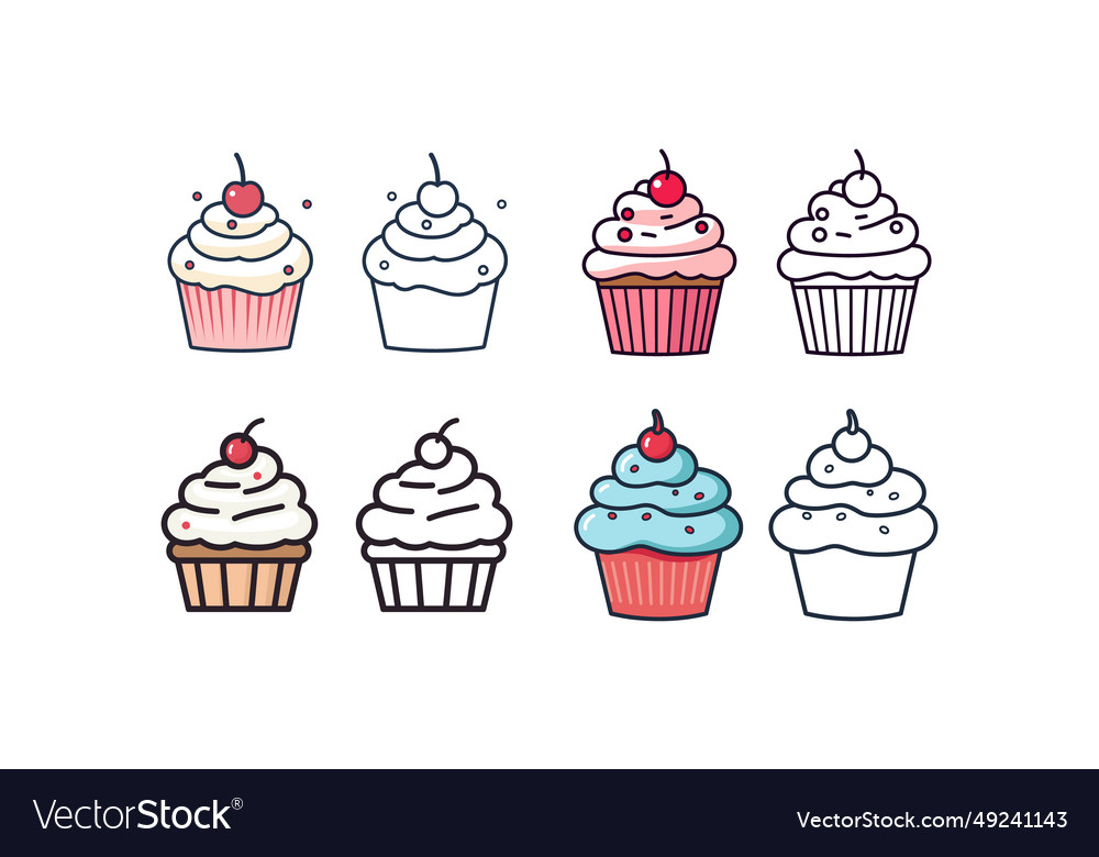 Frosted cupcake designs Royalty Free Vector Image