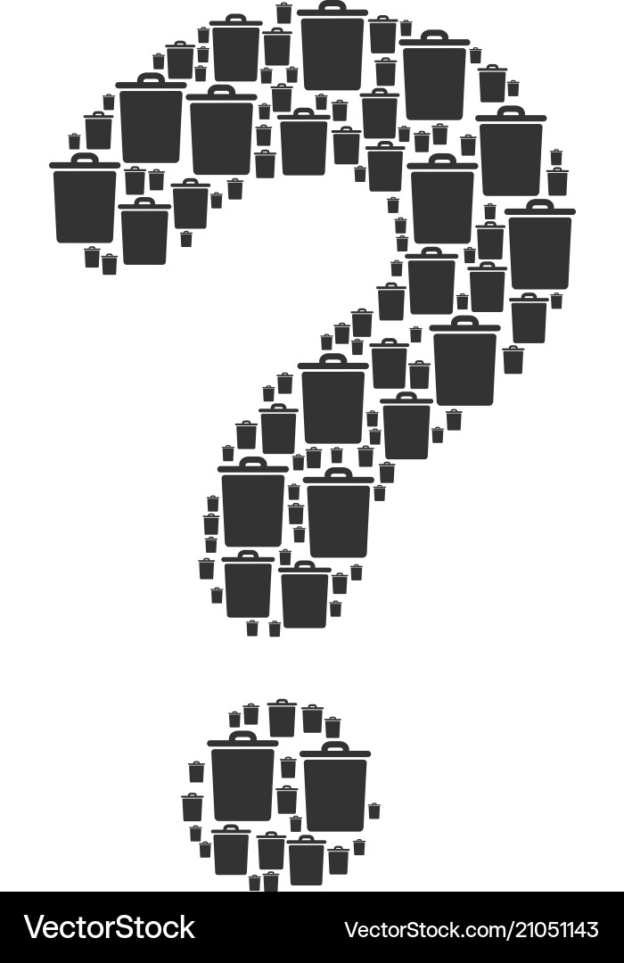 Question mark collage of trash bin icons Vector Image