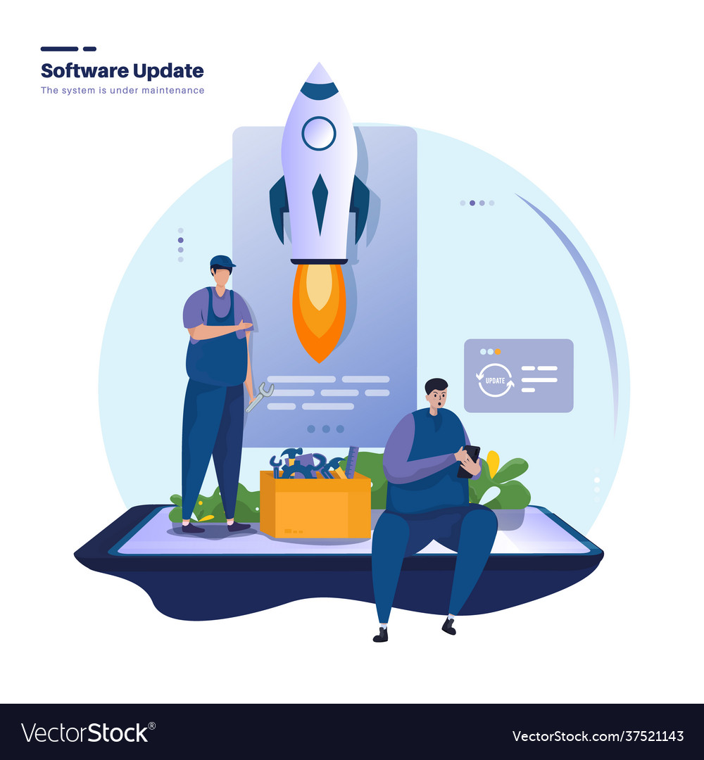 Software developer with a launch updates Vector Image