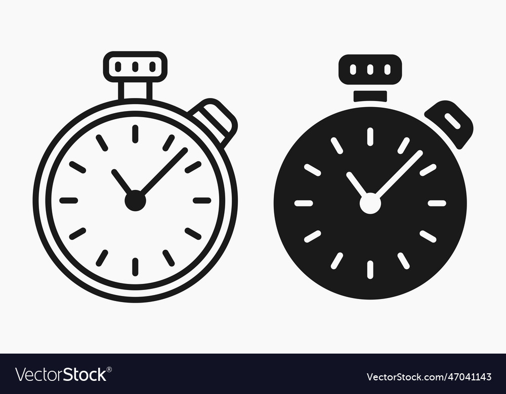 Stopwatch Timer Basic Line Shape Icon Flat Vector Image