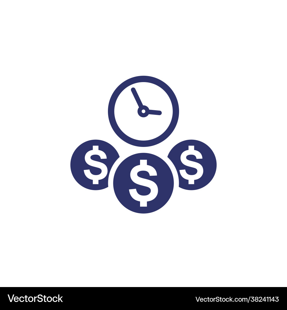 Time and money icon on white Royalty Free Vector Image