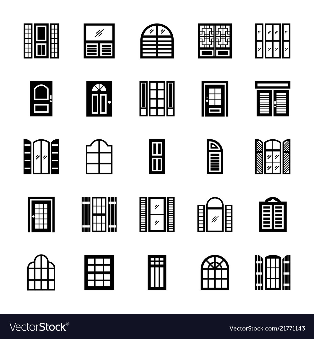 Window shades solid icons Royalty Free Vector Image