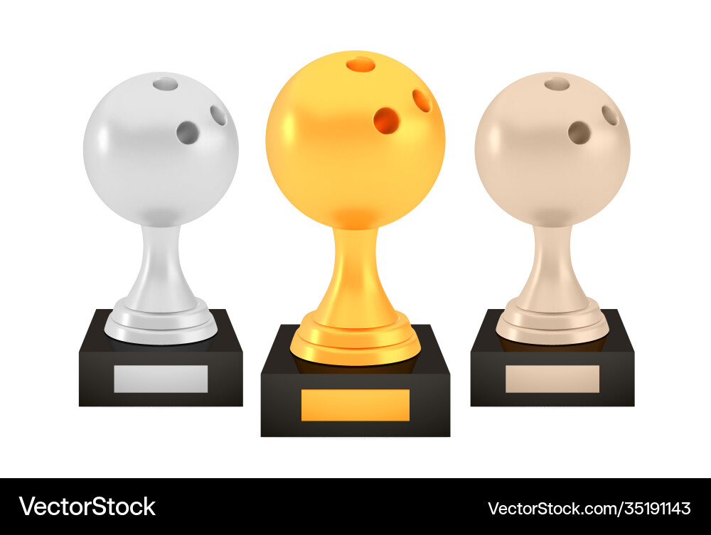 Winner bowling awards set gold silver bronze Vector Image