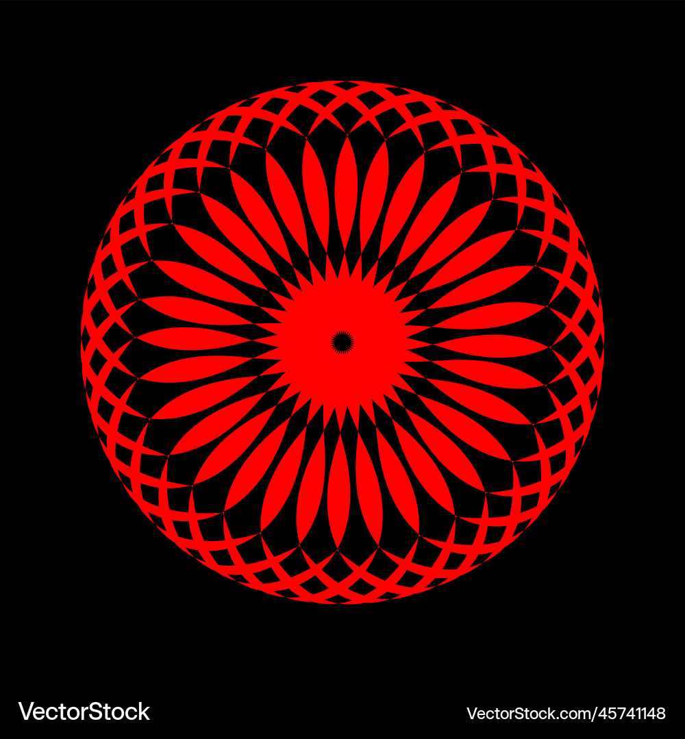 An abstract red intricated round mandala Vector Image
