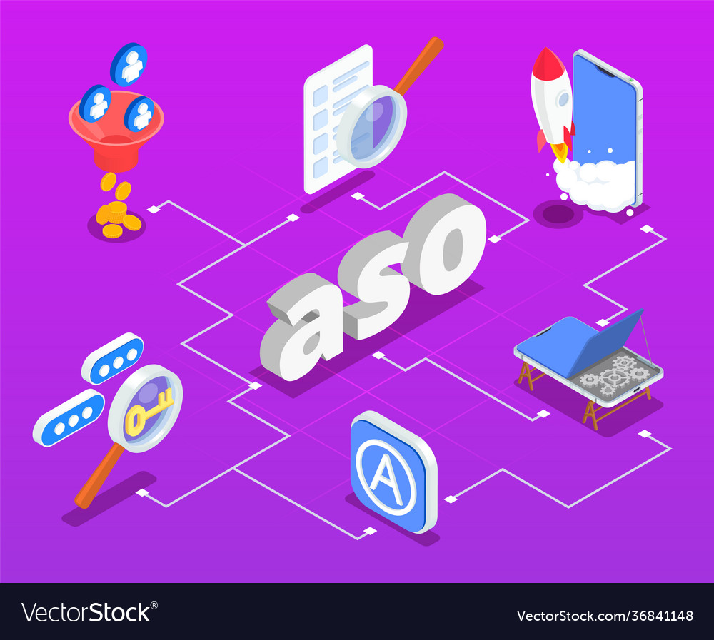 App store optimization flowchart Royalty Free Vector Image
