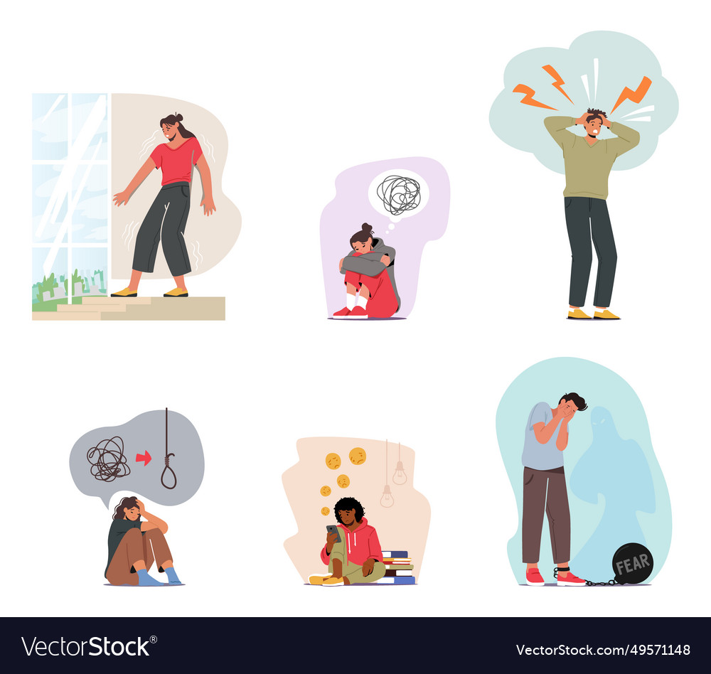 Characters with mental health challenges Vector Image