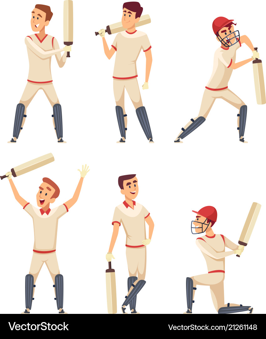 Cricket characters set various sport players Vector Image