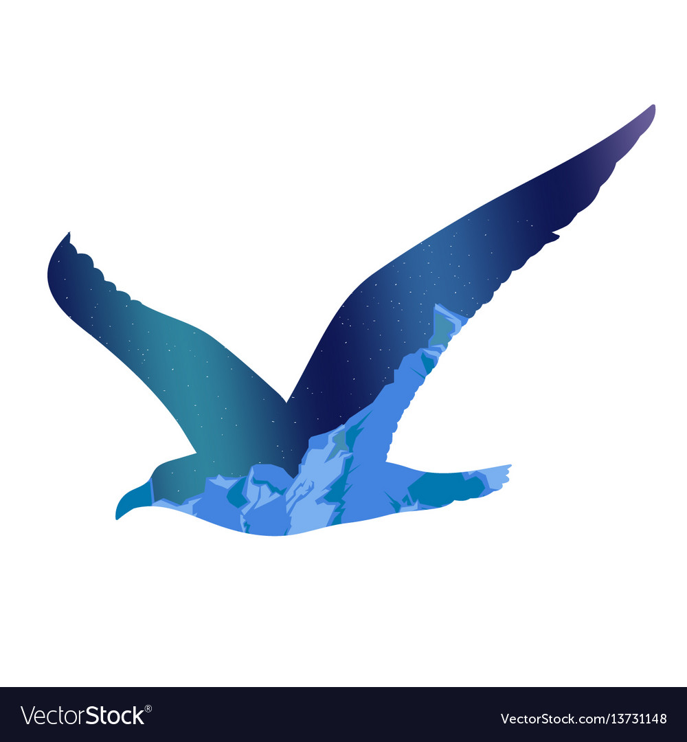 Flying seagull silhouette concept Royalty Free Vector Image