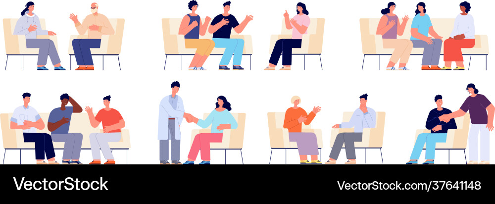 Group therapy people sitting chairs person Vector Image
