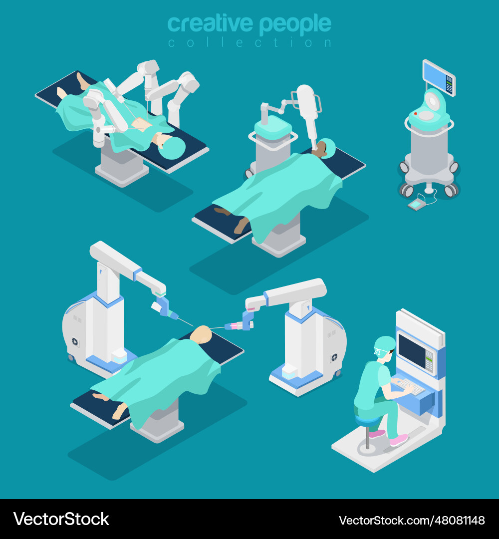Isometric flat hospital modern equipment Vector Image