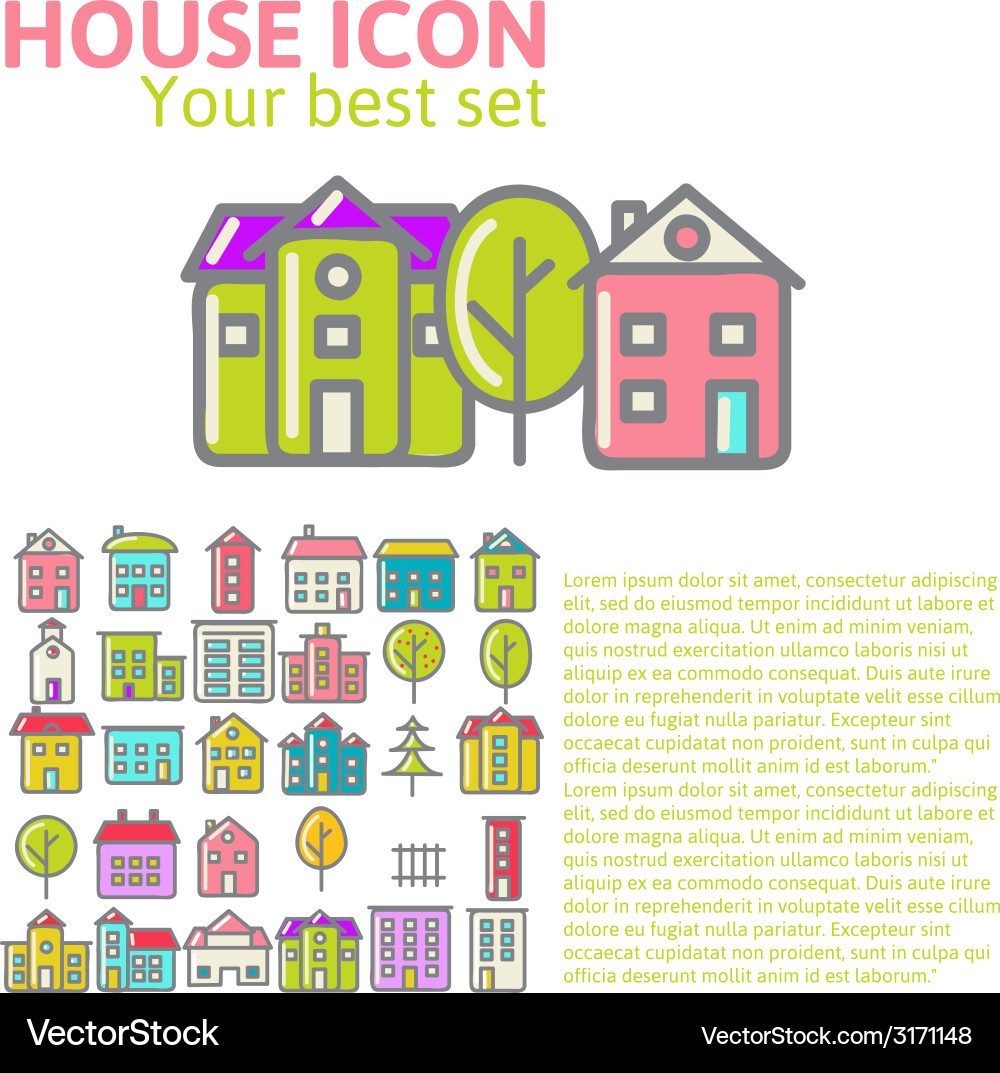 Linear set of house icons Royalty Free Vector Image