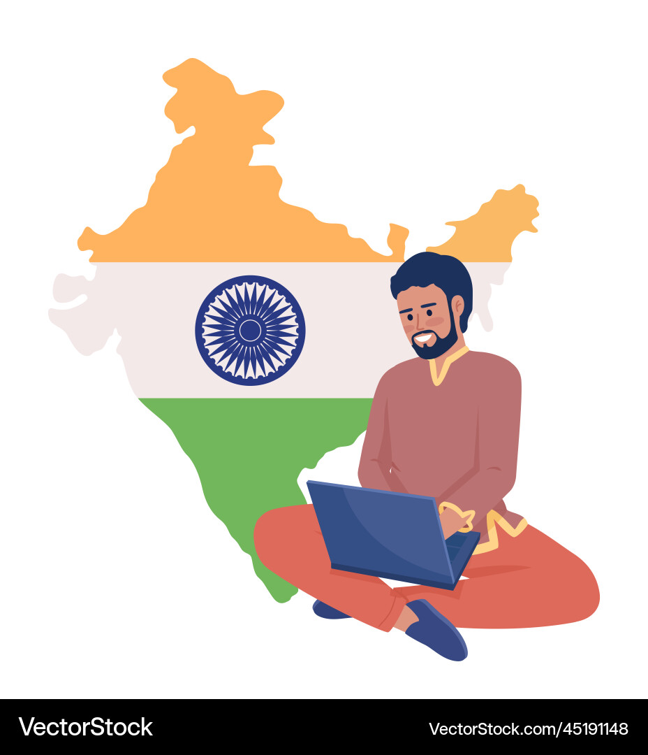 Male employee from india flat concept Royalty Free Vector