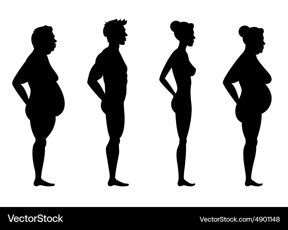 Man and woman in side view Royalty Free Vector Image